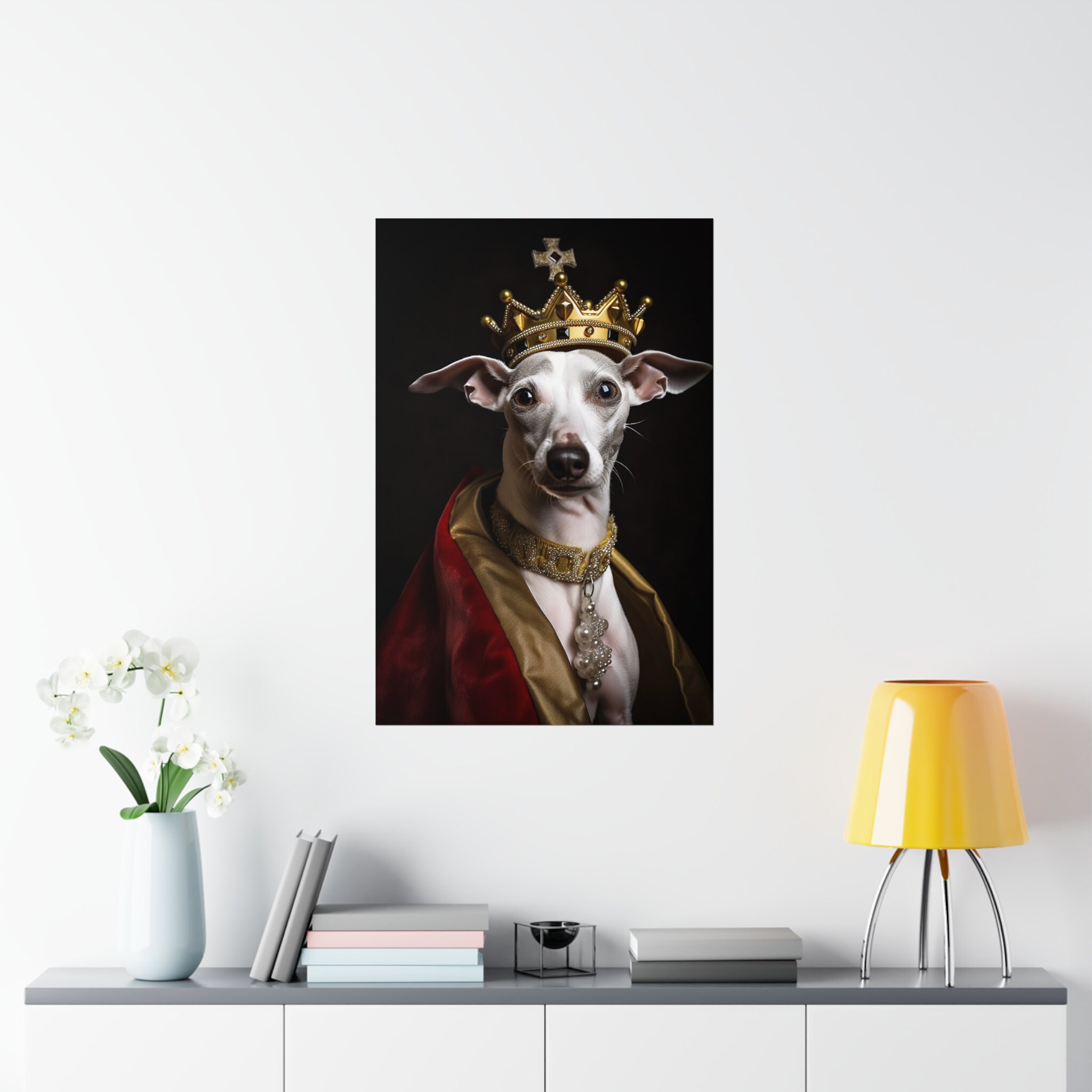 Italian Greyhound Royal Portrait Premium Matte Vertical AI Poster, Pet ...