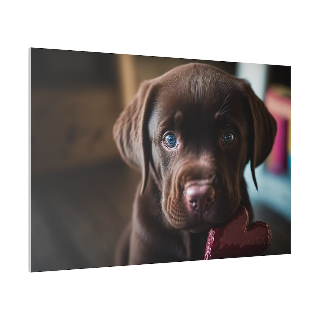 Baby Chocolate Lab With Heart Matte Canvas, Stretched, 0.75 ...
