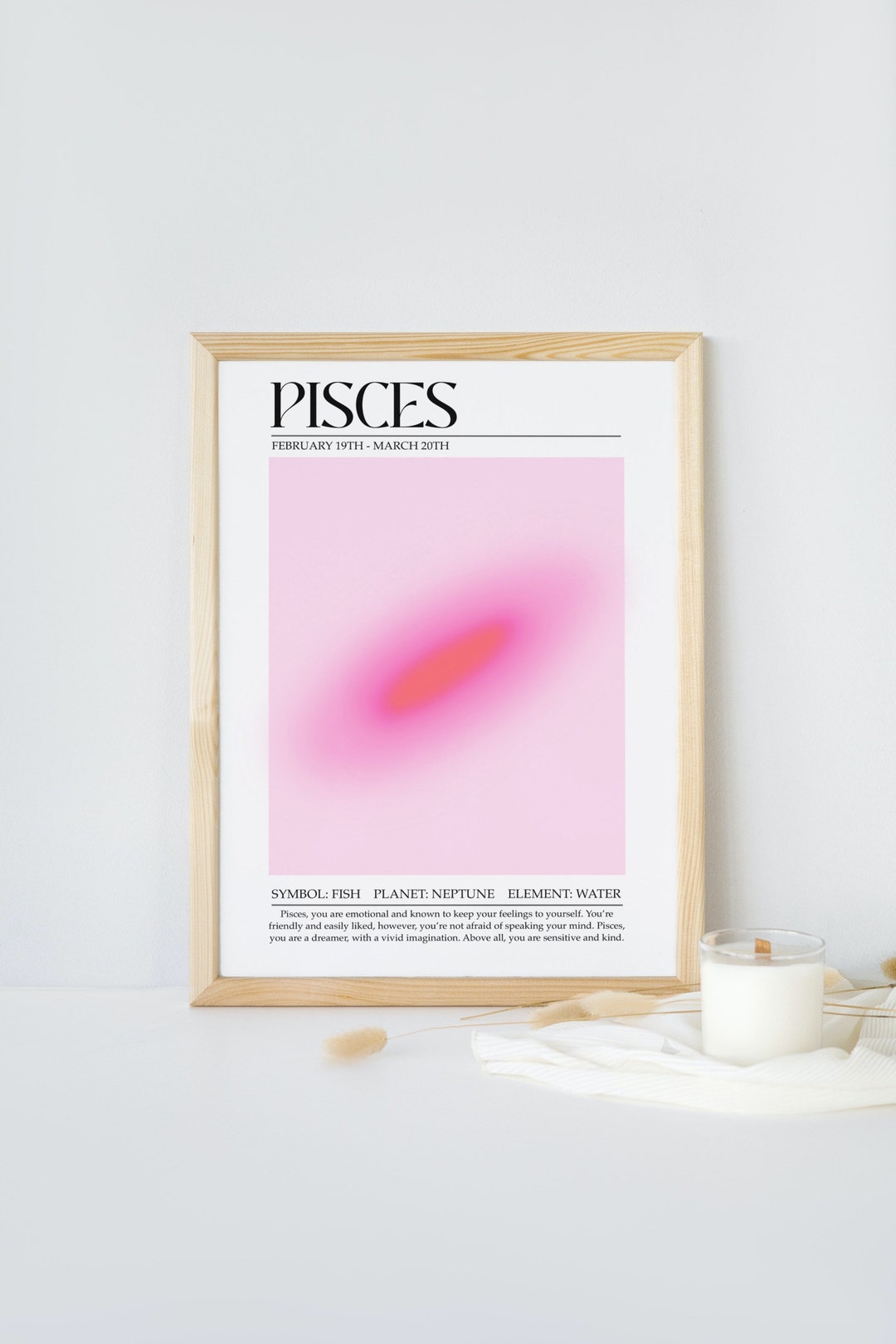 Custom Zodiac Print, Aura Gradient Background Astrology Print, Preppy ...