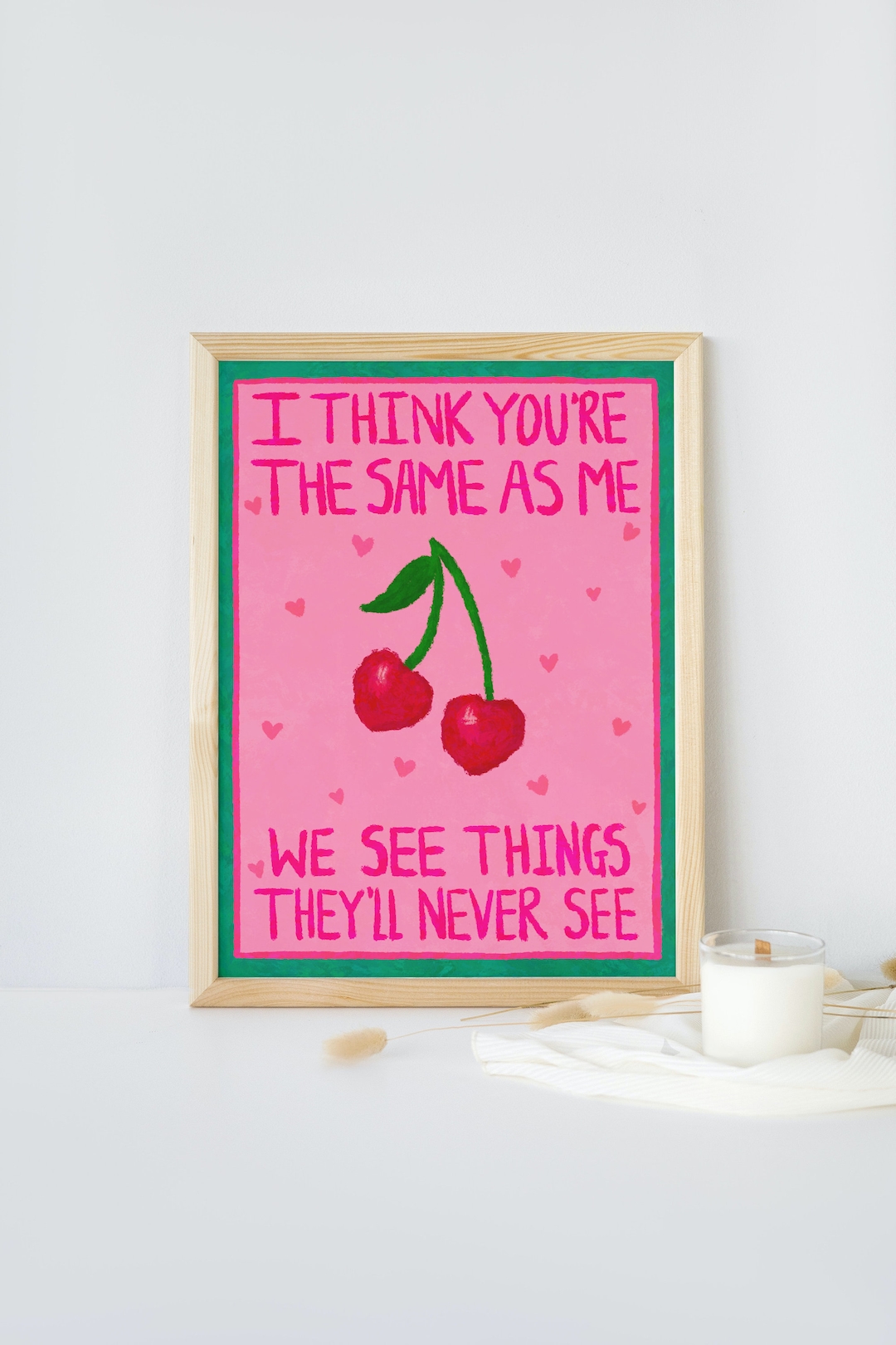 Oasis Lyric Print: 90s Pink Cherries Wall Art - Etsy