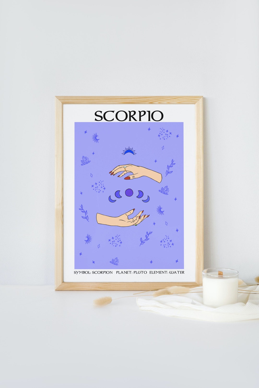 Scorpio Witch Hands Zodiac Print, Custom Background Print, Witchy Wall ...