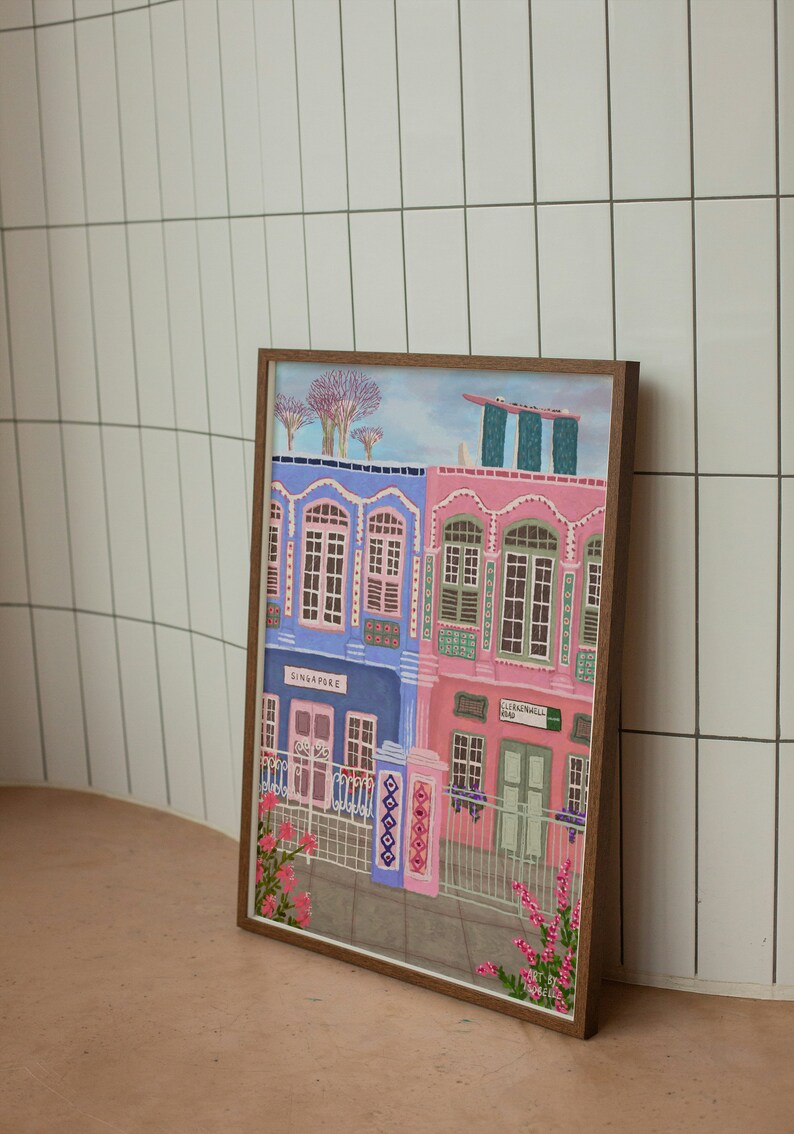 Singapore Peranakan Houses Print: Colorful City Wall Art - Etsy