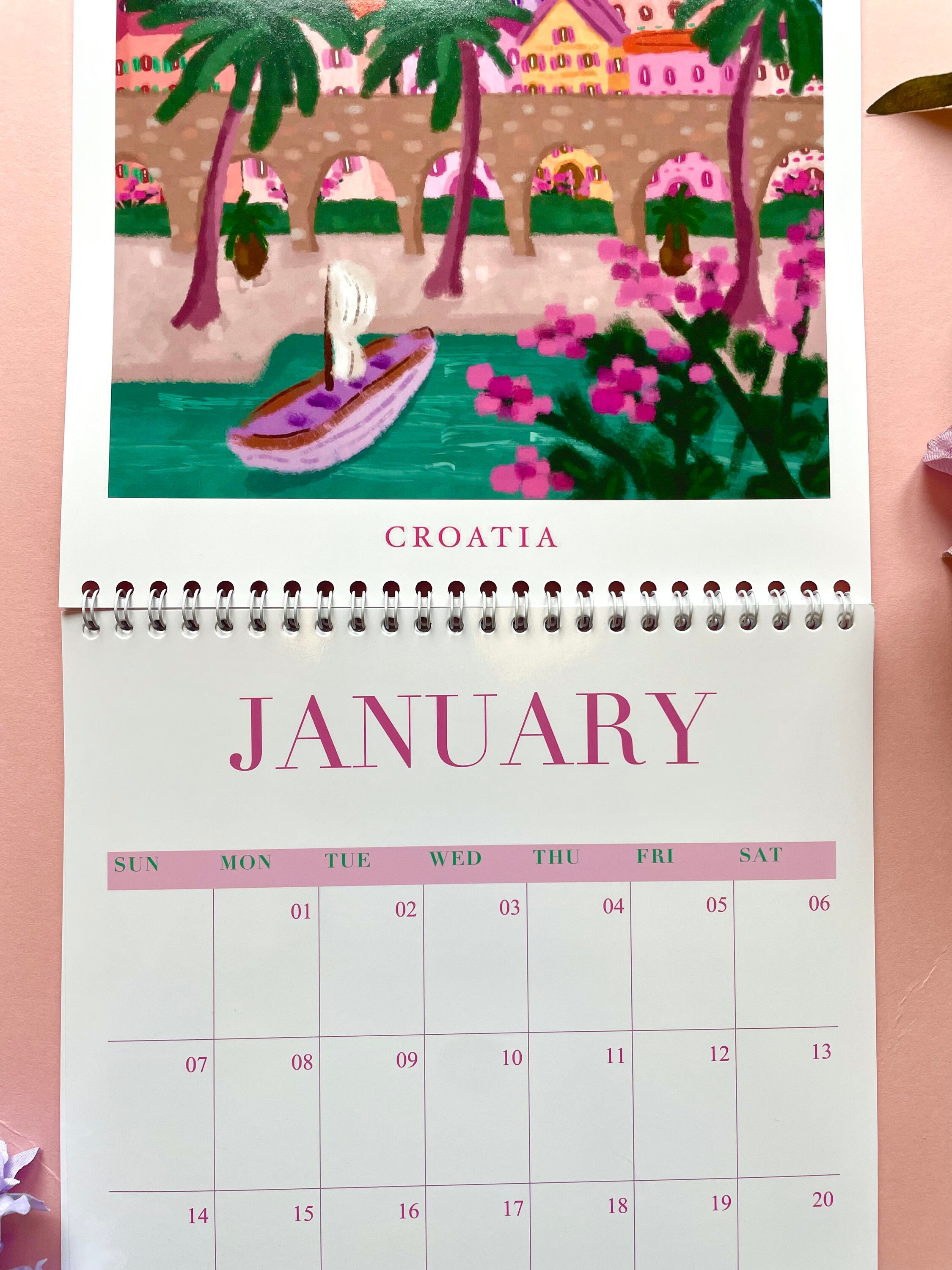 Vertical Wall Calendar, Travel Calendar, Monthly Wall Calendar, Vibrant ...