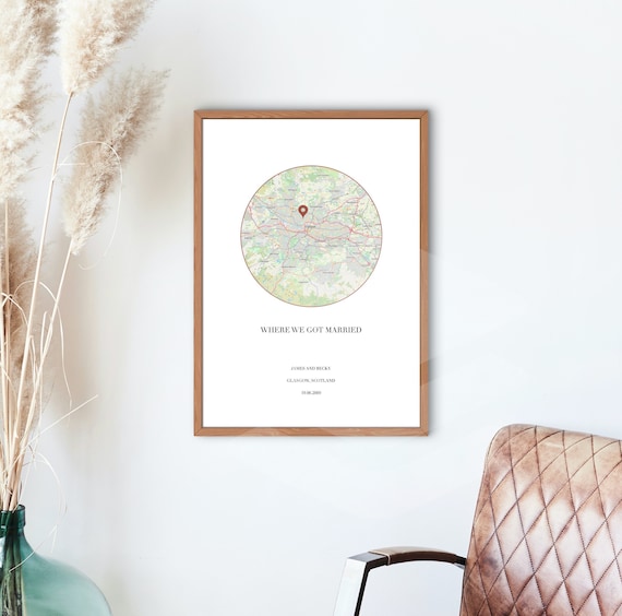 Personalised Map Location Print Custom Map Print Anniversary | Etsy