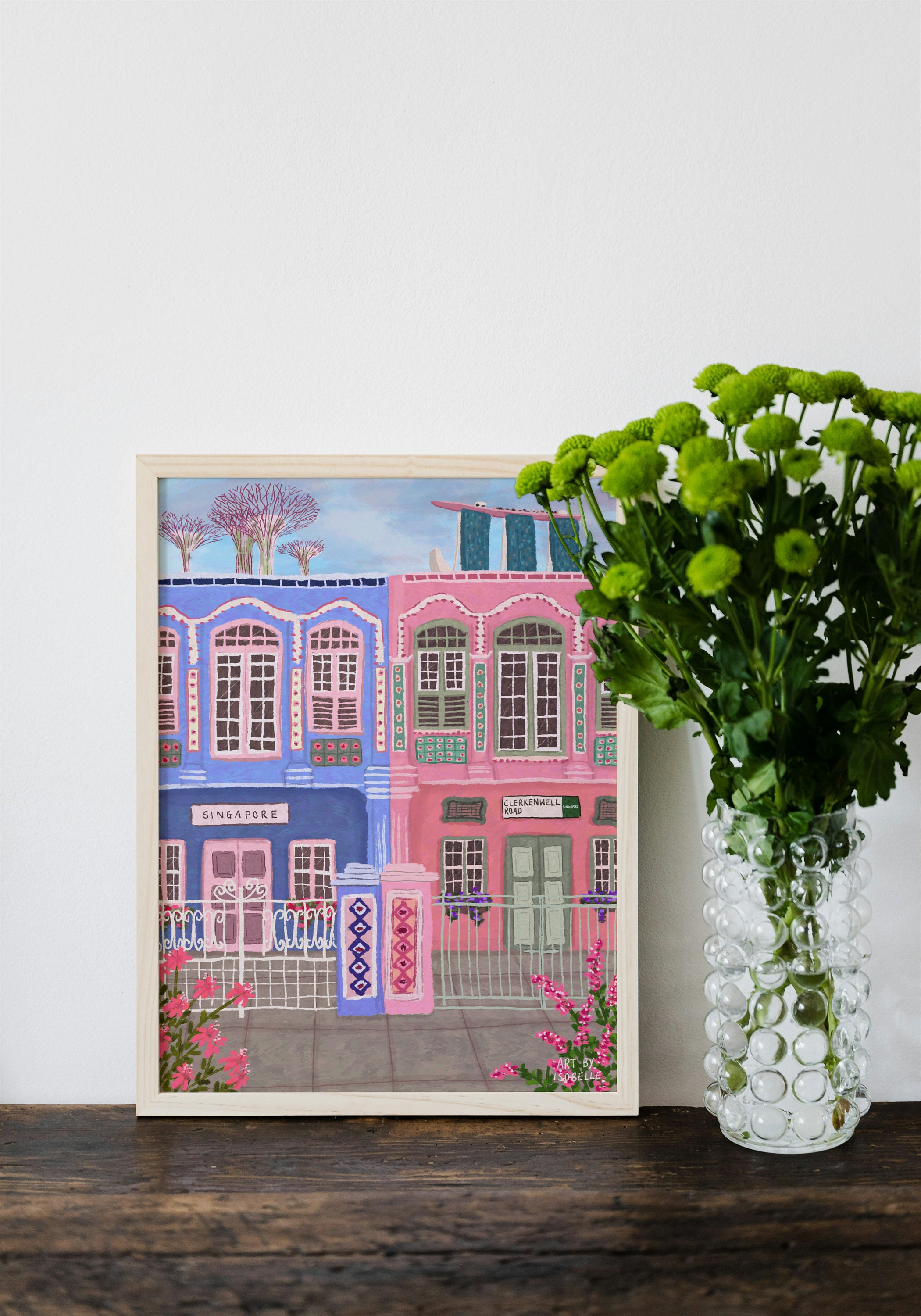 Singapore Peranakan Houses Print: Colorful City Wall Art - Etsy
