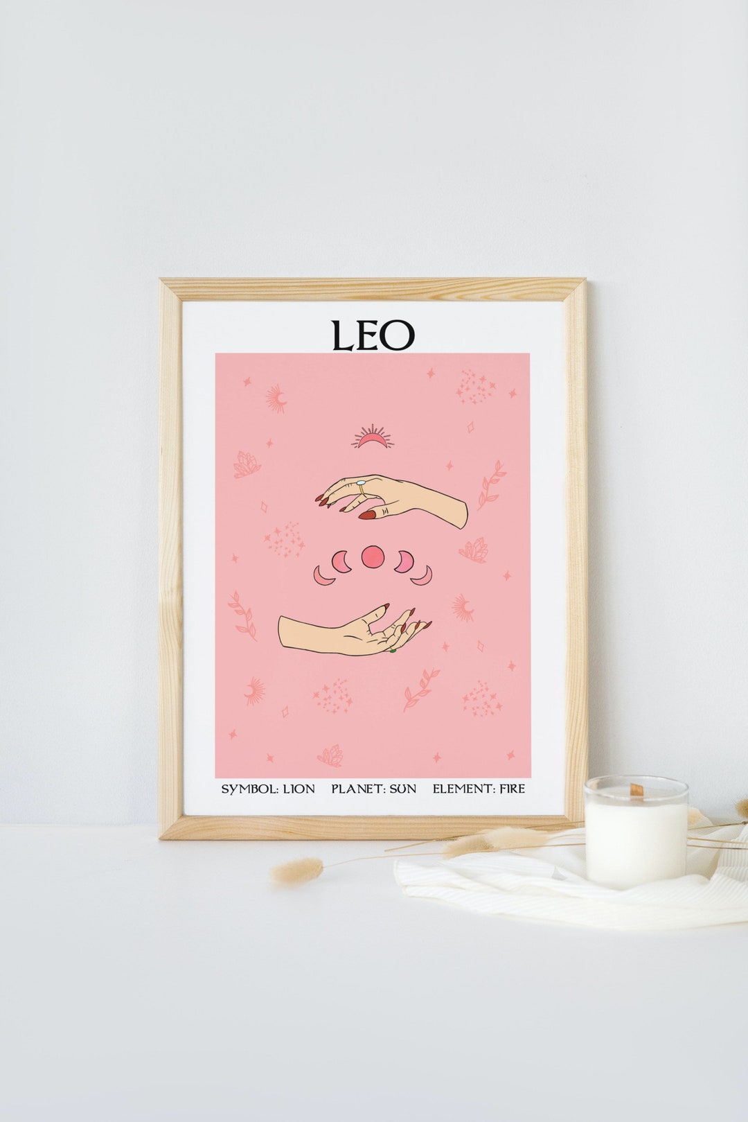 Leo Witch Hands Zodiac Print, Custom Background Print, Witchy Wall Art ...
