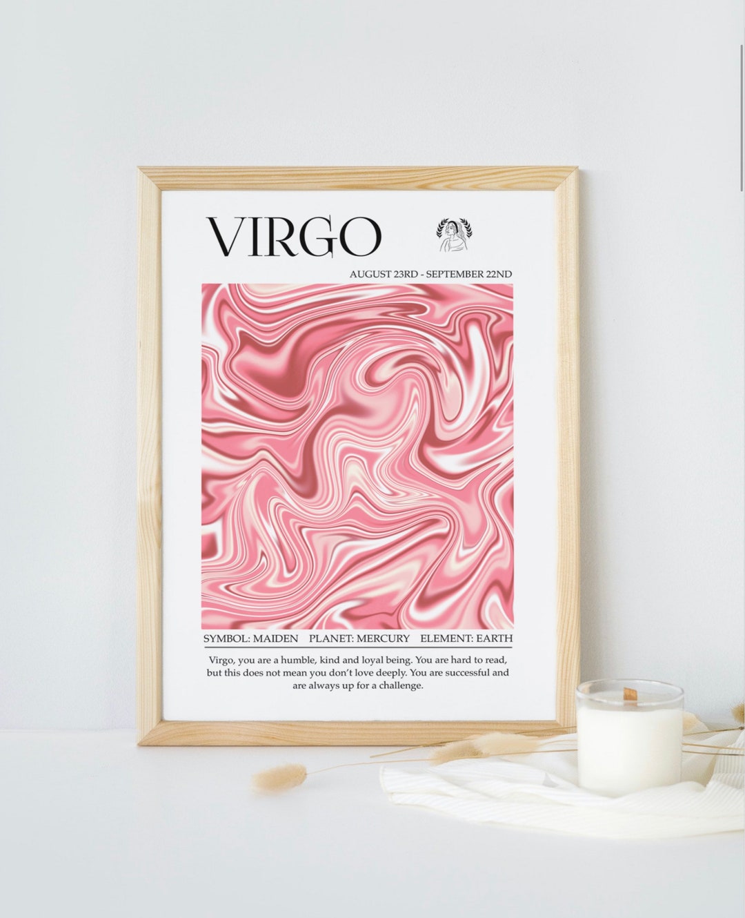 Virgo Zodiac Art Print, Custom Background Astrology Print, Zodiac Star ...