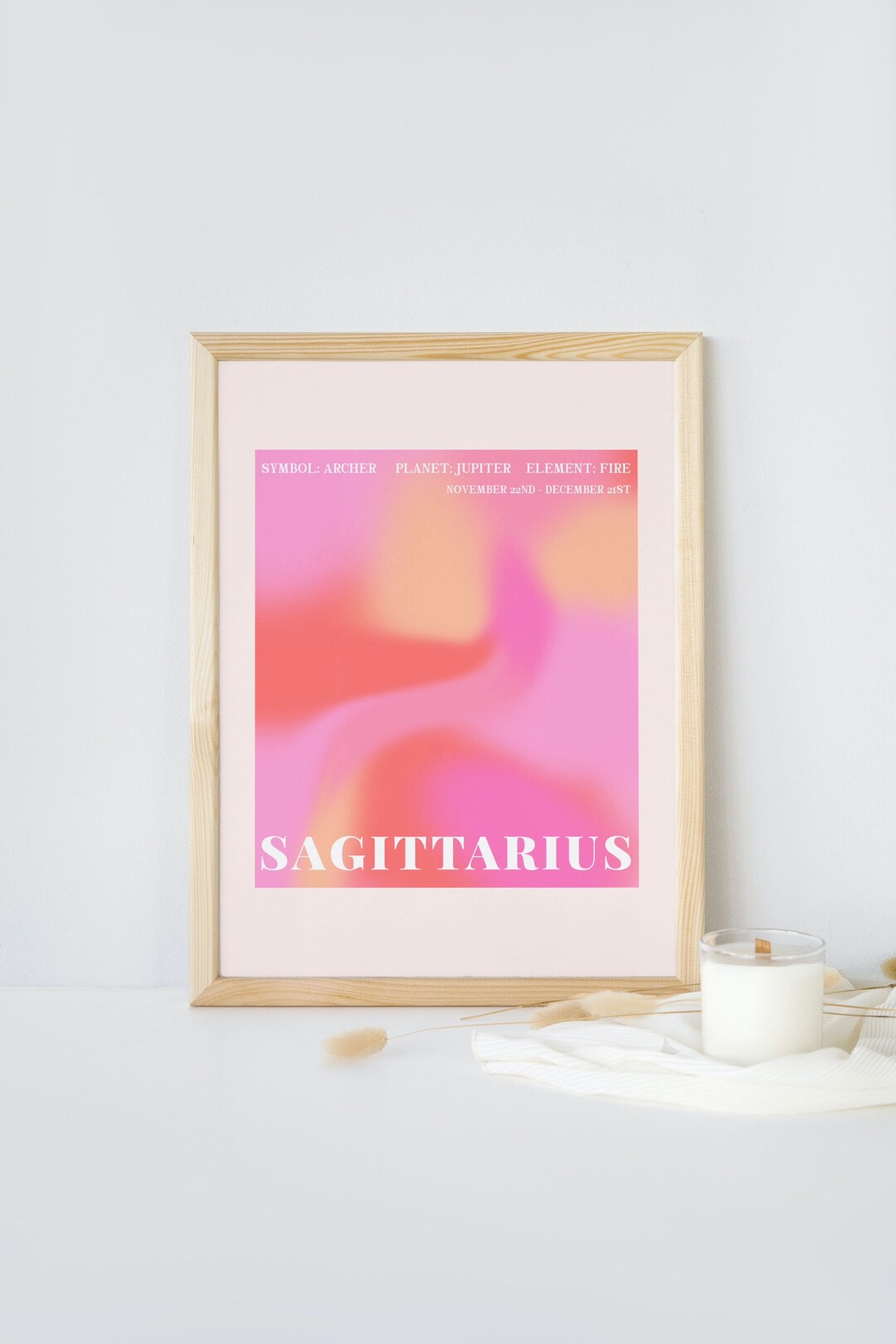Custom Sagittarius Print, Aura Gradient Background Astrology Print ...