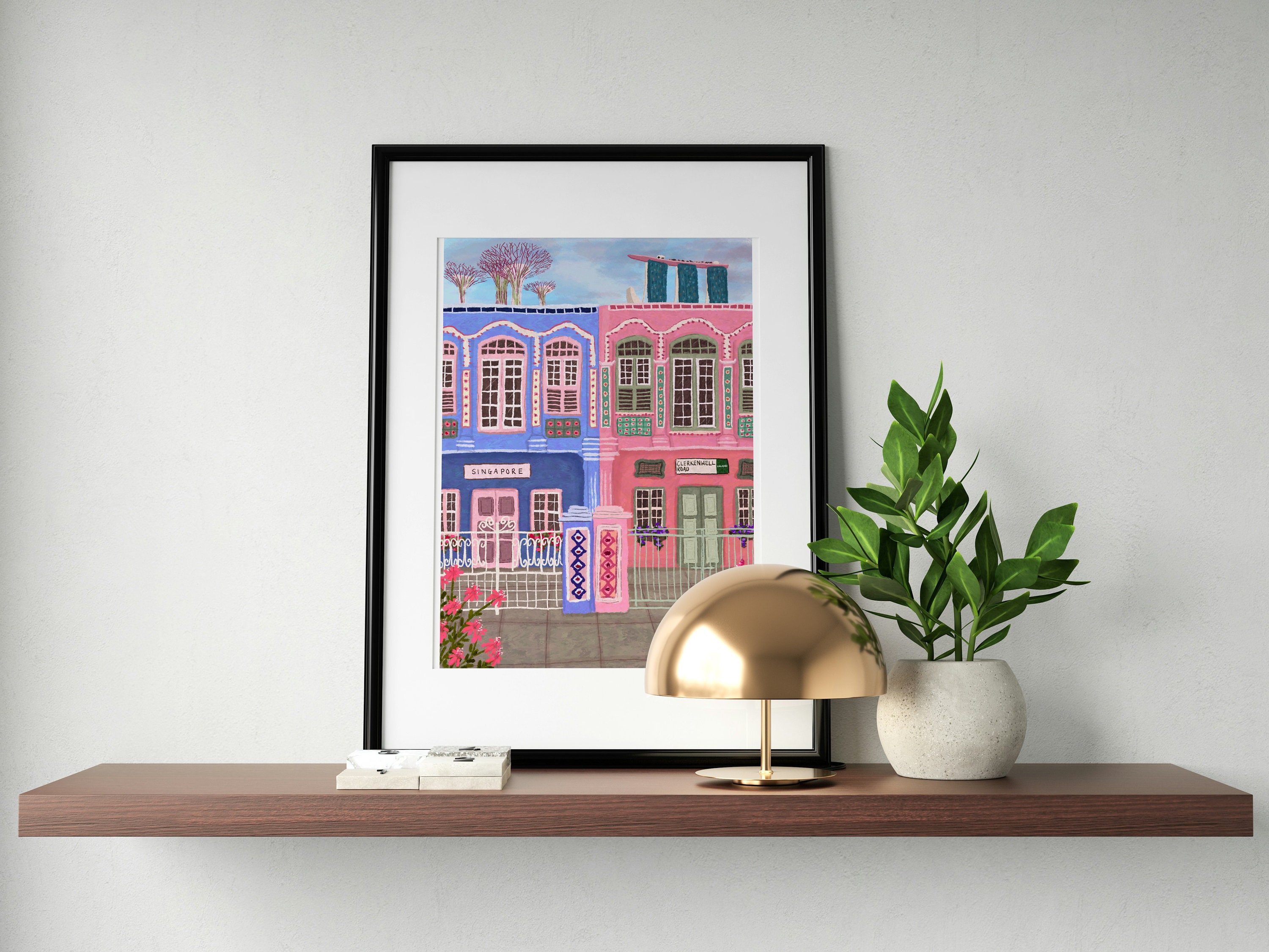 Singapore Peranakan Houses Print: Colorful City Wall Art - Etsy