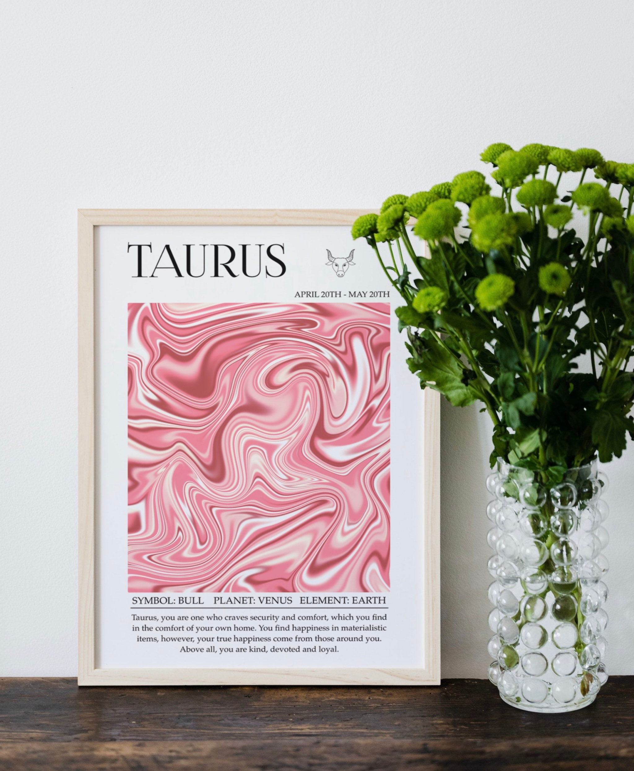 Taurus Zodiac Art Print Custom Background Astrology Print - Etsy