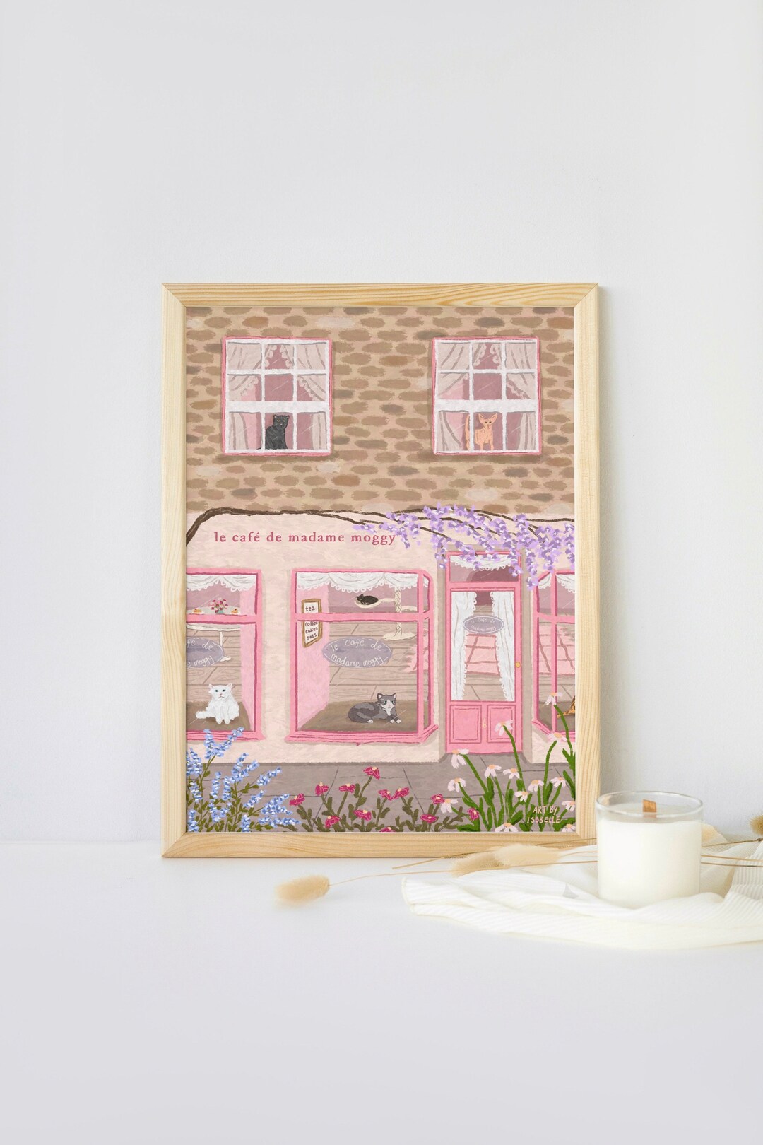 Cat Cafe Print, Cat Art, Cafe Art Print, Cat Cafe Poster, Cat Lover ...