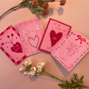 Vintage Cupid Valentines Card 5x7inch, Valentines Greeting Card, Vintage Cupid Card, Pink ...