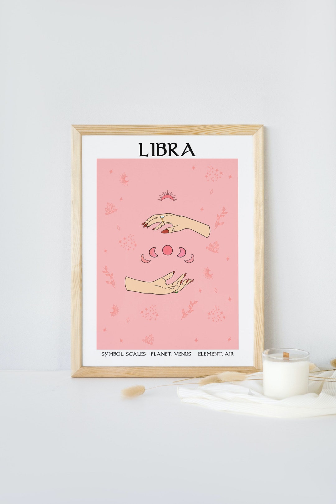 Libra Witch Hands Zodiac Print, Custom Background Print, Witchy Wall ...