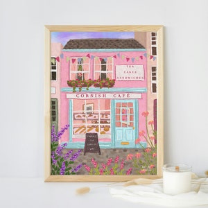 Cornwall Art Print, Cornish Café Print, Cornwall Painting, Cornwall ...