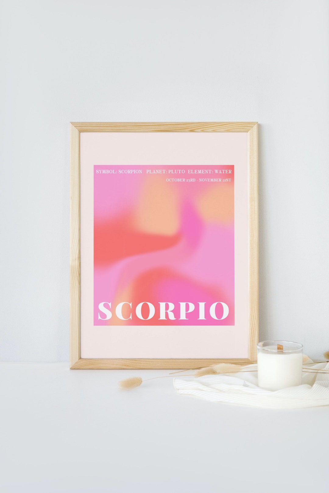 Custom Scorpio Print, Aura Gradient Background Astrology Print, Wall ...