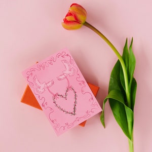 Vintage Doves Valentines Card 5x7inch, Valentines Greeting Card, Vintage Doves Card, Pink ...