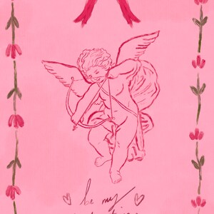Vintage Cupid Valentines Card 5x7inch, Valentines Greeting Card ...