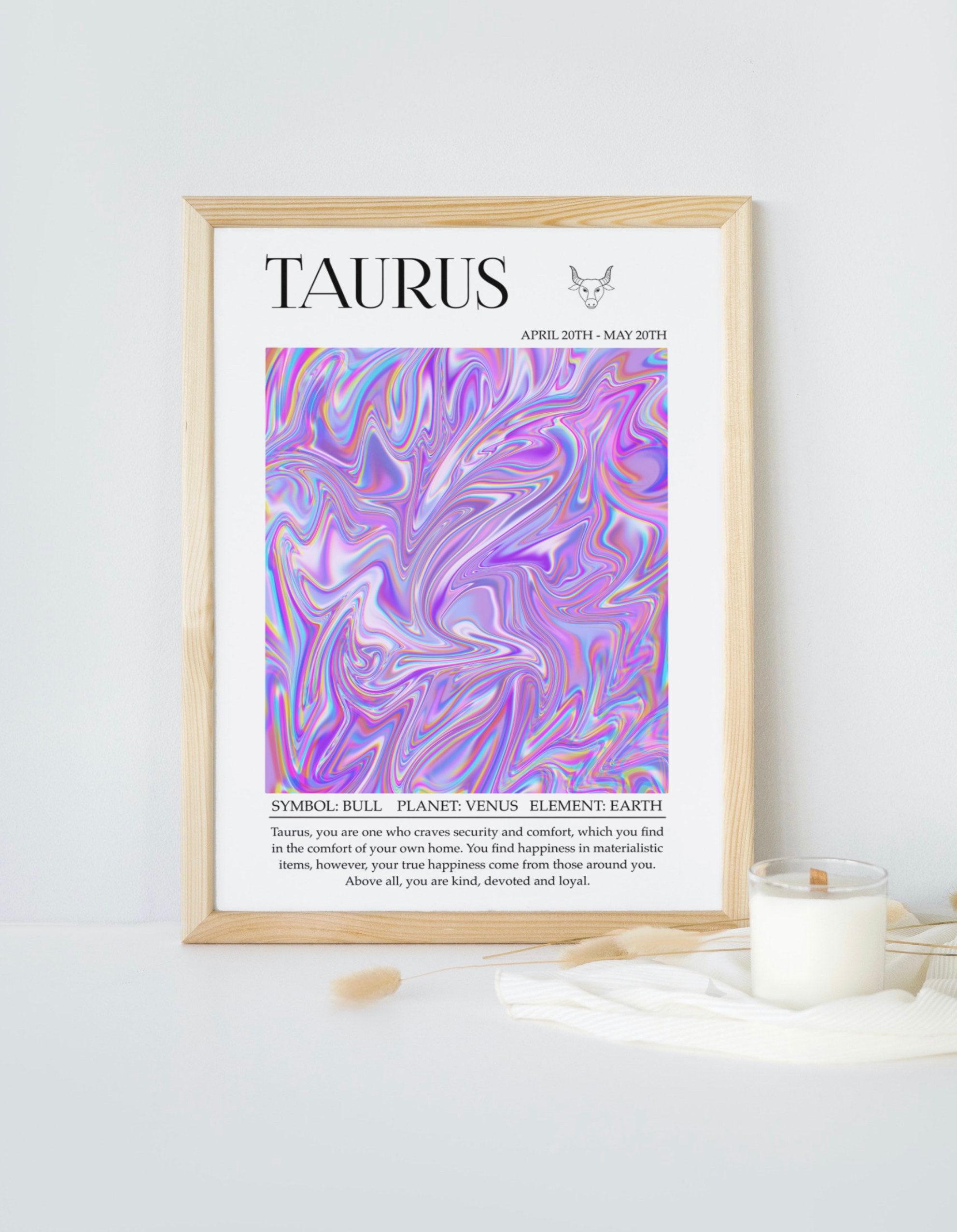 Taurus Zodiac Print Purple Background Astrology Print Zodiac - Etsy