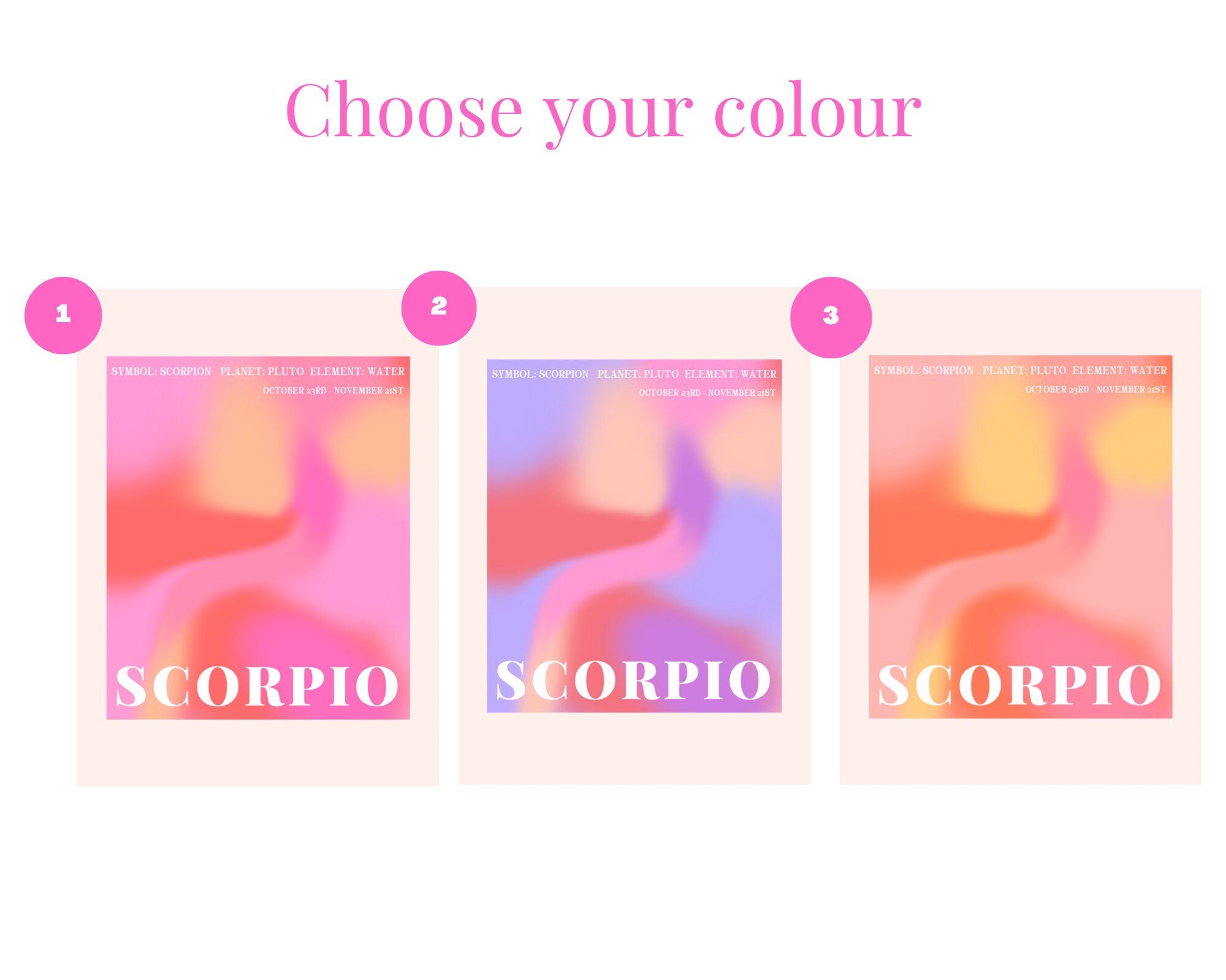 Custom Scorpio Print, Aura Gradient Background Astrology Print, Wall ...