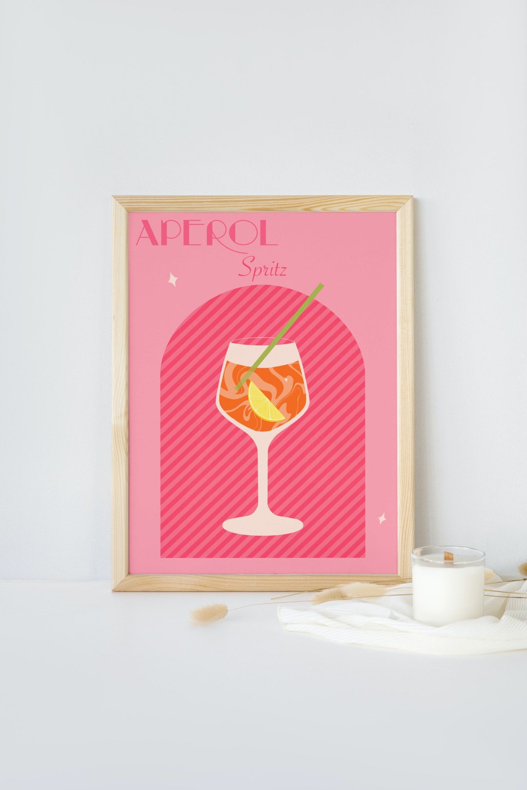Aperol Spritz Print: Pink Retro Cocktail Poster (digital File) - Etsy