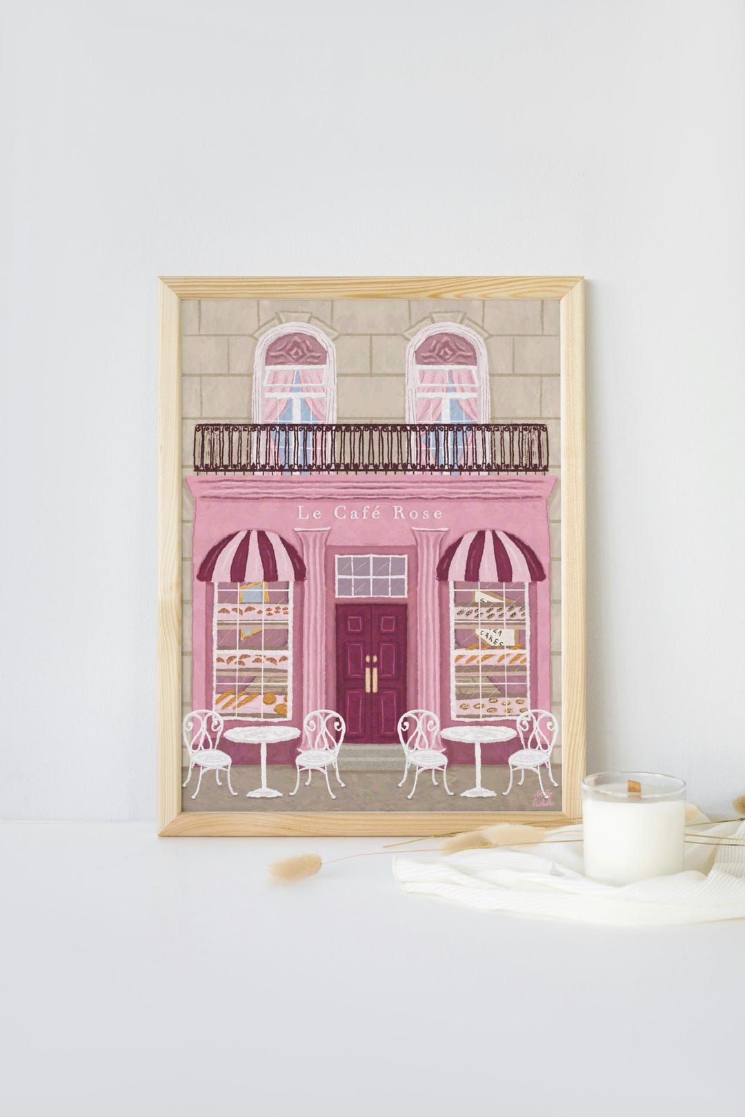 Parisian Pink Cafe Print: French Bakery Wall Art - Etsy