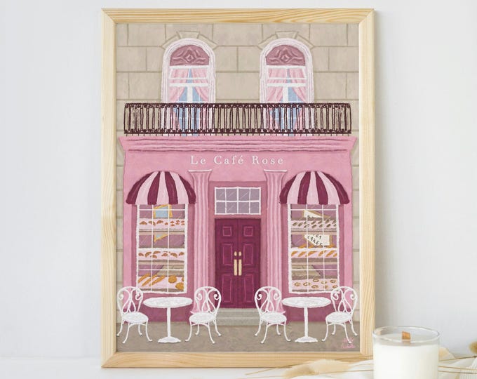 French Patisserie Print,cozy Cafe,kitchen Print, Pink Wall Art, Coffee ...