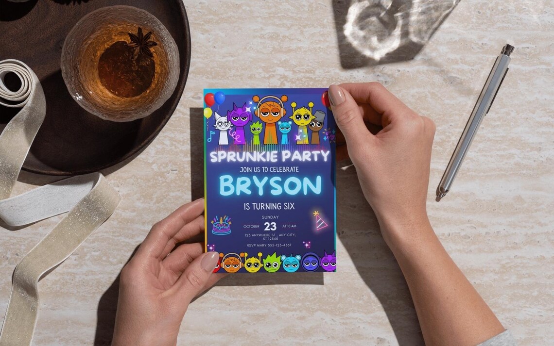 Sprunki Birthday Invitation – Canva Template| Kids Birthday Invite ...