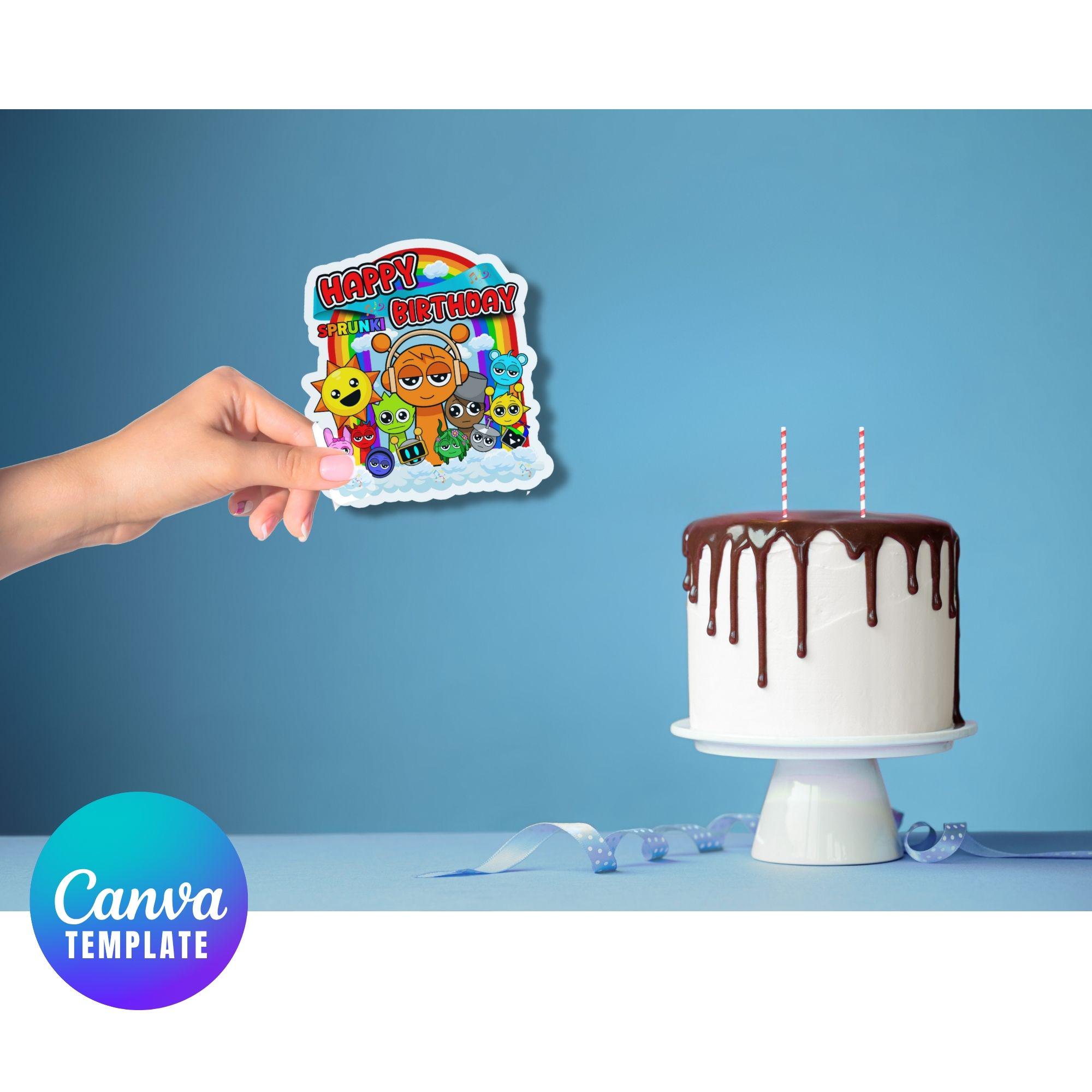 Customizable Sprunki Kids Birthday Cake Topper| Colorful Printable ...