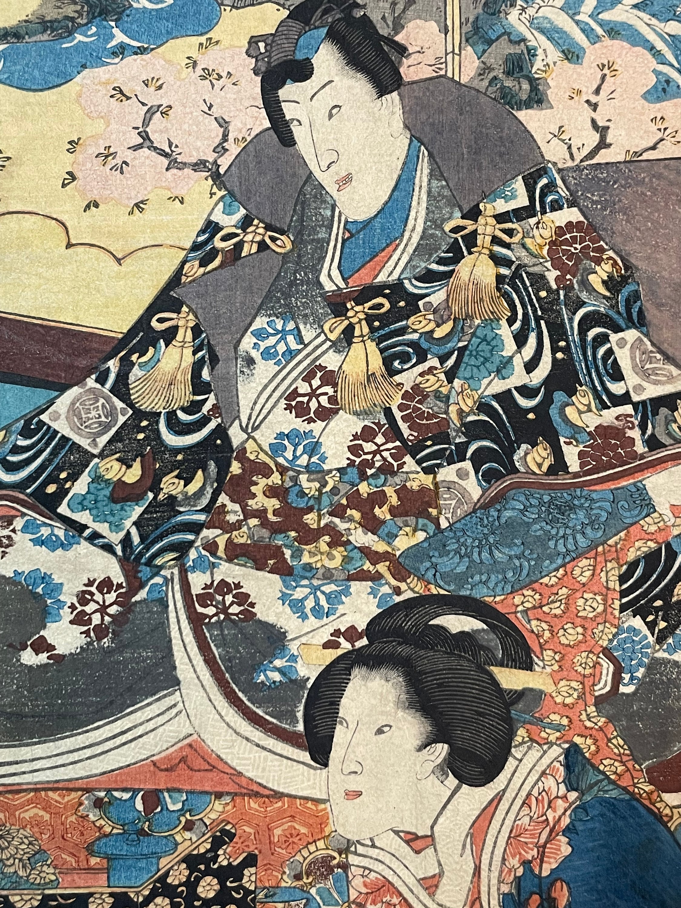 Ukiyo-e Japanese Woodblock Woodcut Print Kabuki "sakura Folding Screen ...