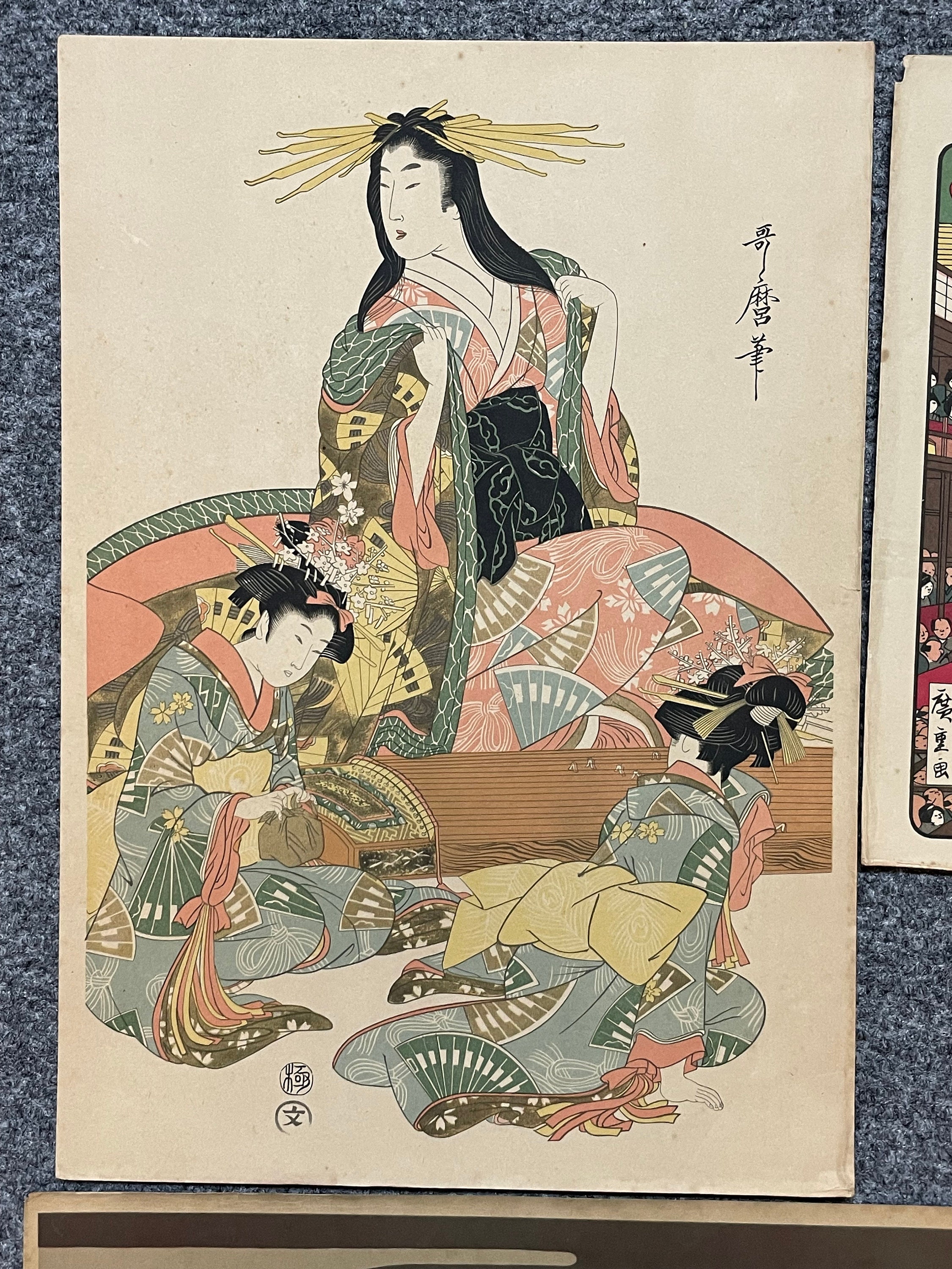Japanese Popular Ukiyo-e 4 Sheets Set 2/3 Stained, Modern Printing ...