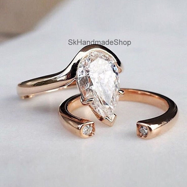 Pear Set Ring - Etsy