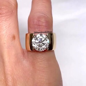 Wide Band Ring, Big Diamond Antique Ring, 10 MM Round Cut Colorless ...