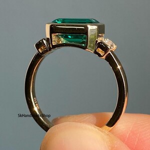 Bezel and Half Bezel Set Ring Side Baguette Stone With Solid - Etsy