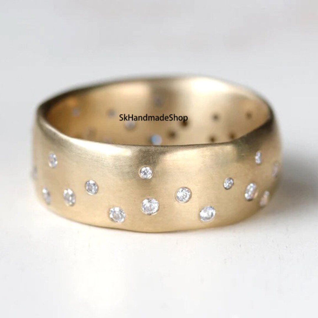 Flush Set Full Eternity Band, 1.90 MM Round Cut Lab Grown Diamond Women ...