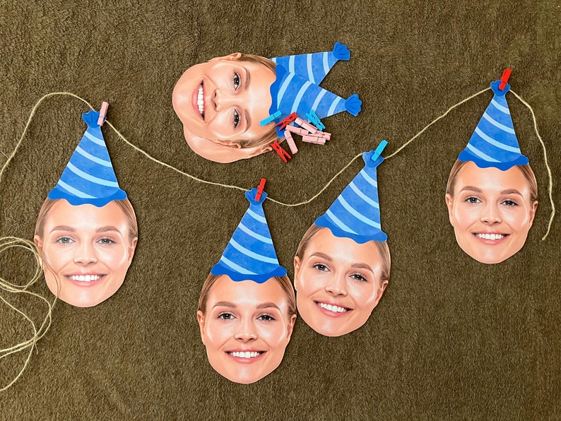 Custom Photo Face Banner, Birthday Party Banner, Latched Face on Banner ...