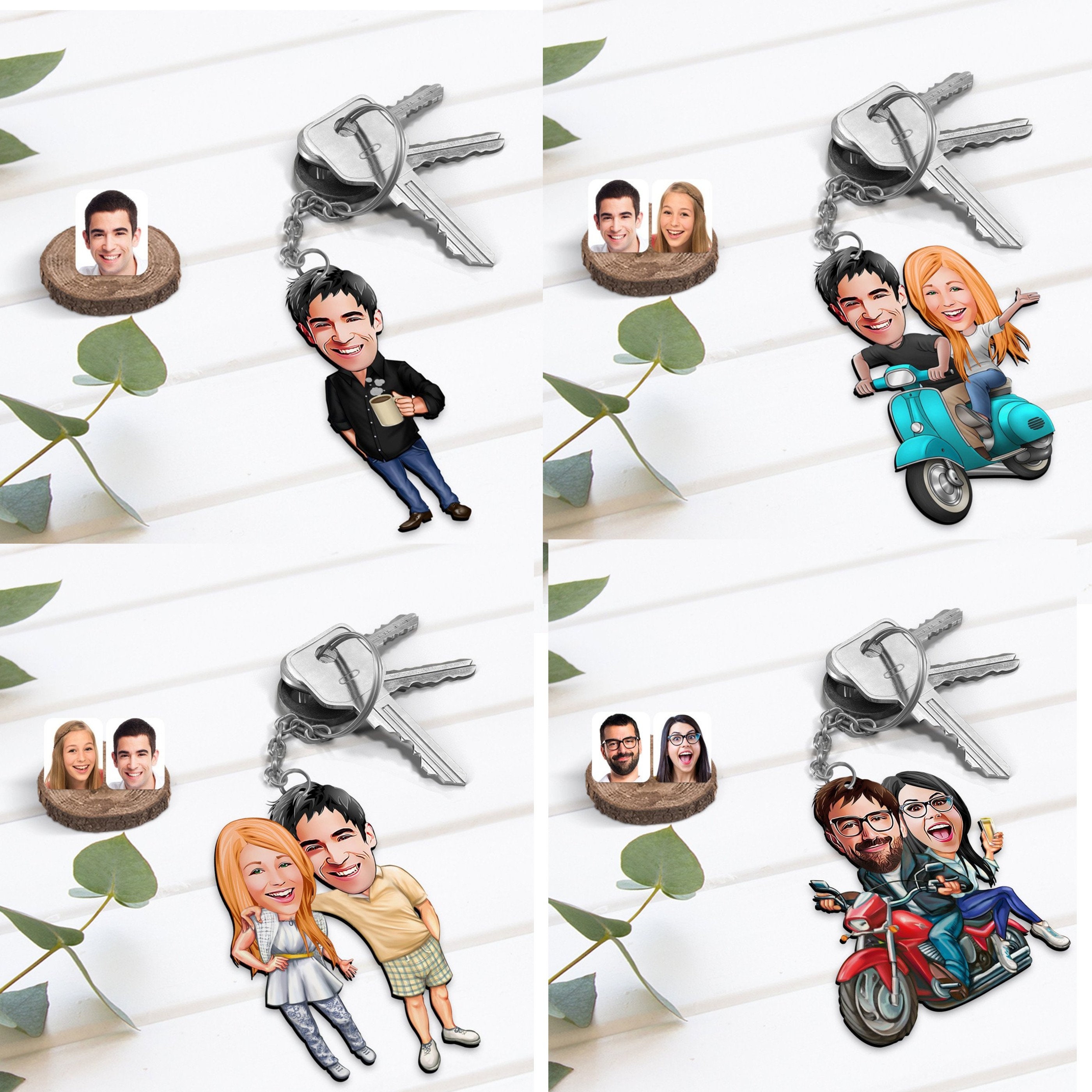 Custom Caricature Keychain, Cartoon Keychain, Personalized Keychain ...