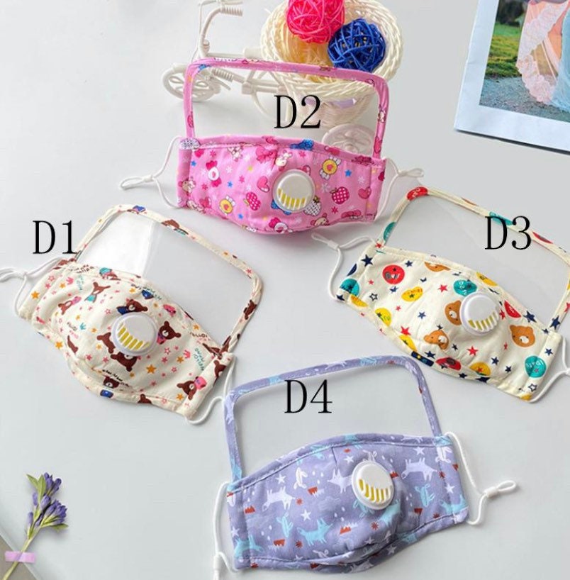 Kids Face Mask 3 Layer with Filters Air Valve For Easy | Etsy