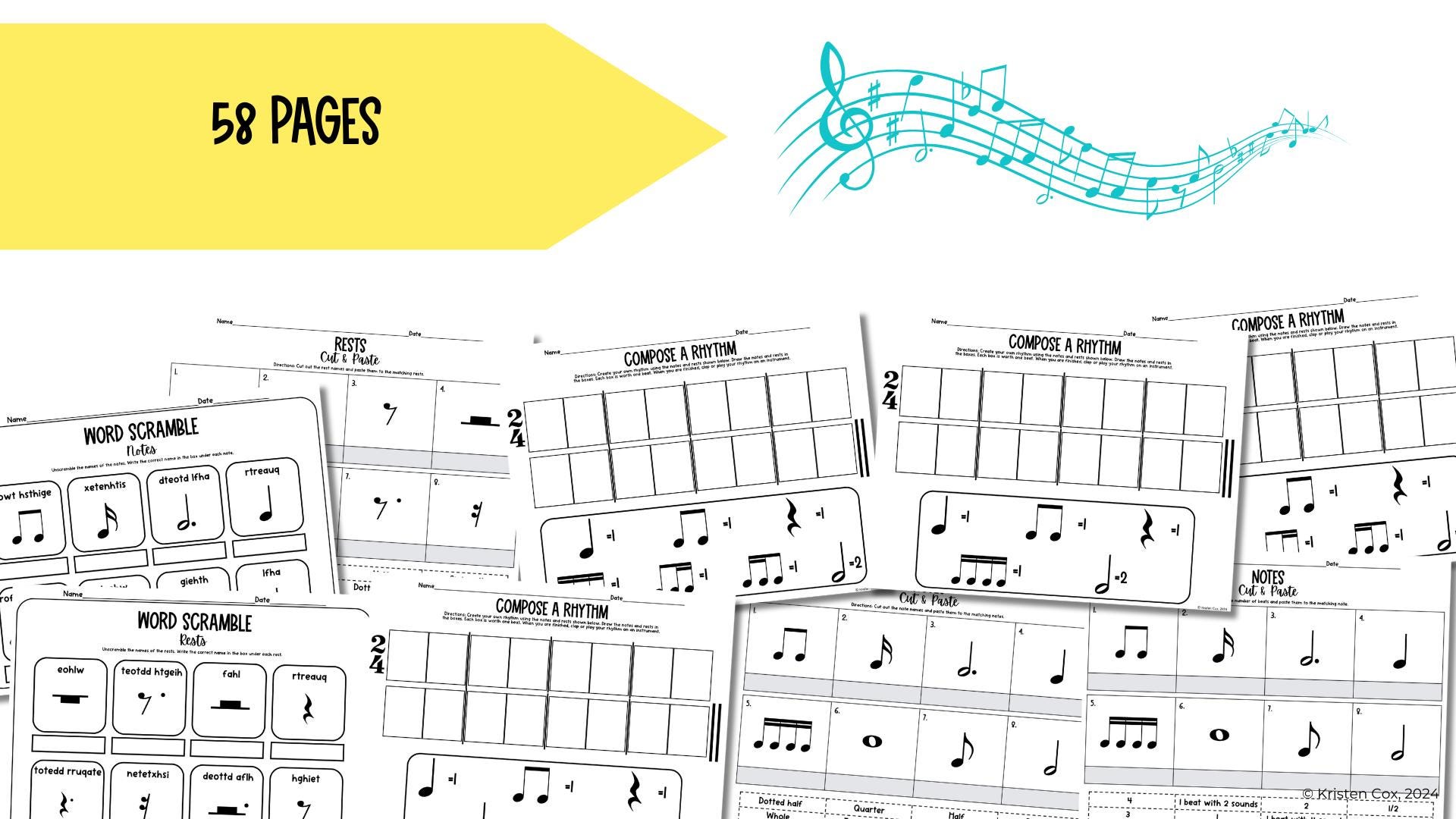 Elementary Music-rhythm Worksheets-print & Go Sub Plans-centers ...