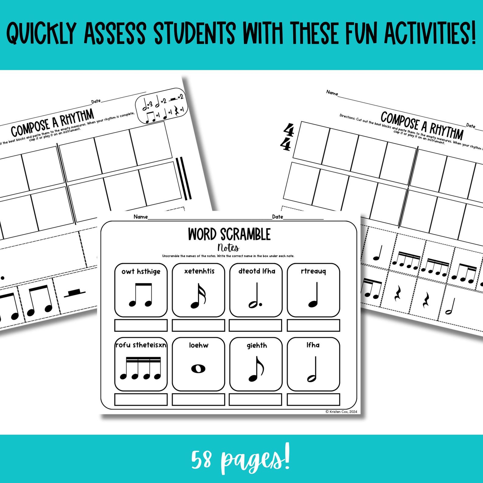 Elementary Music-rhythm Worksheets-print & Go Sub Plans-centers ...