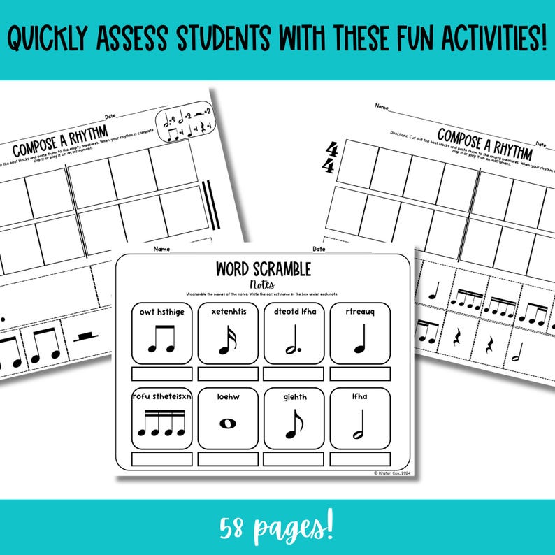 Elementary Music-rhythm Worksheets-print & Go Sub Plans-centers ...