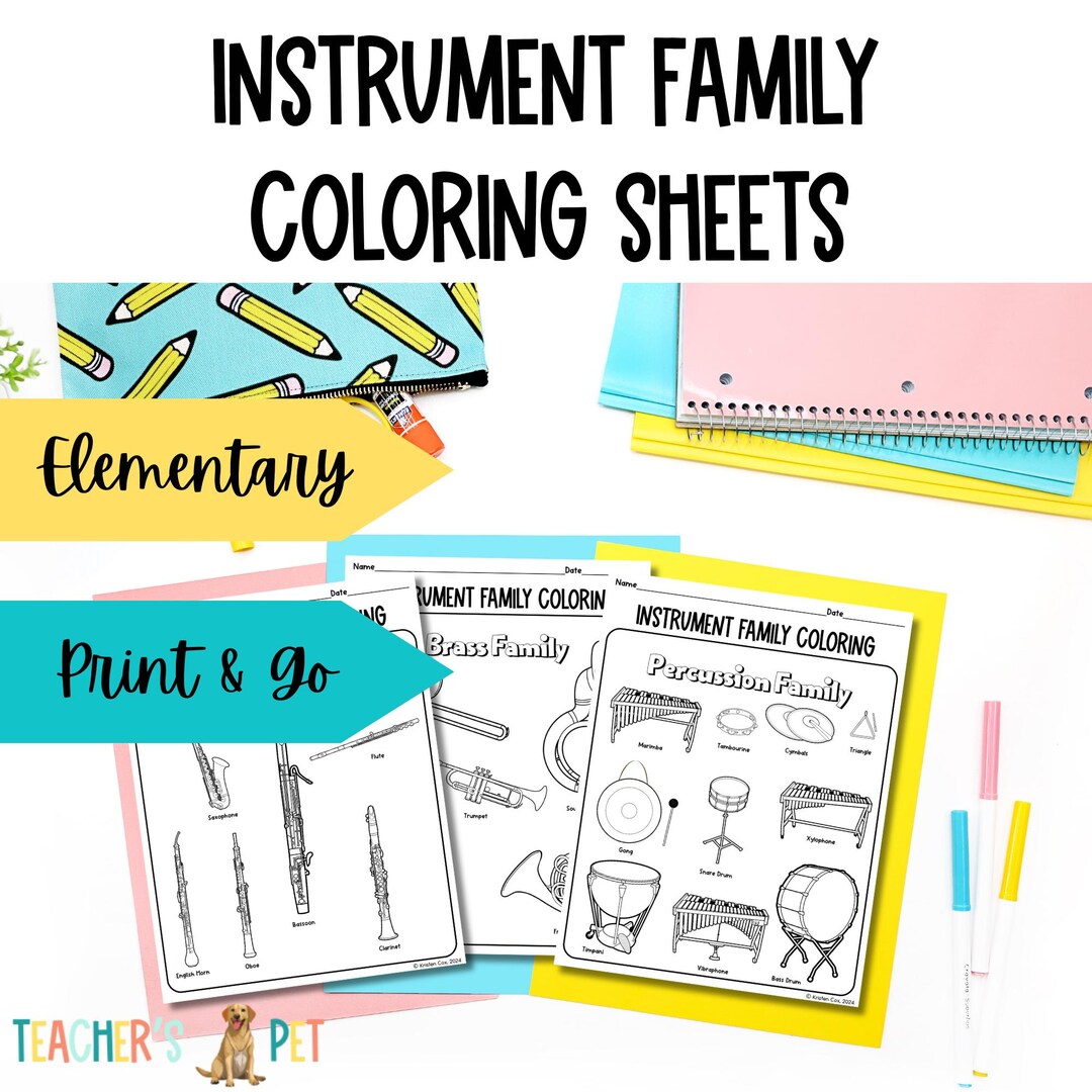 Elementary Music - Instrument Family Coloring Sheets - Print and Go ...