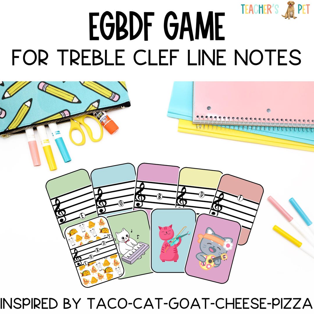 Elementary Music Game for Treble Clef Line Notes - Sub Plans, Centers ...