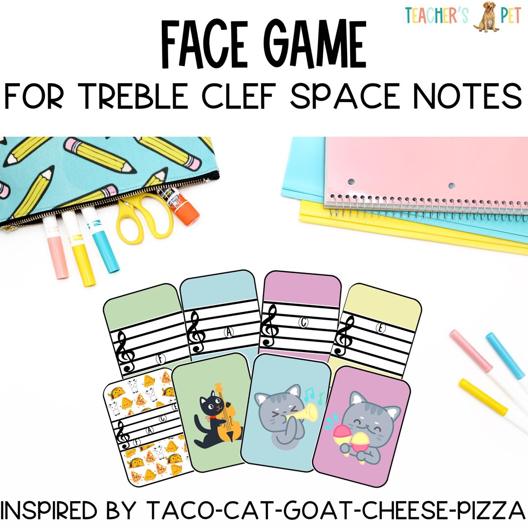 Elementary Music Game for Treble Clef Space Notes - Sub Plans, Centers ...
