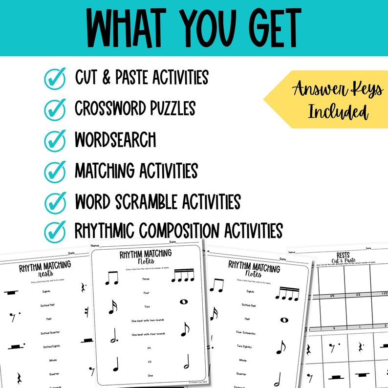 Elementary Music-rhythm Worksheets-print & Go Sub Plans-centers ...