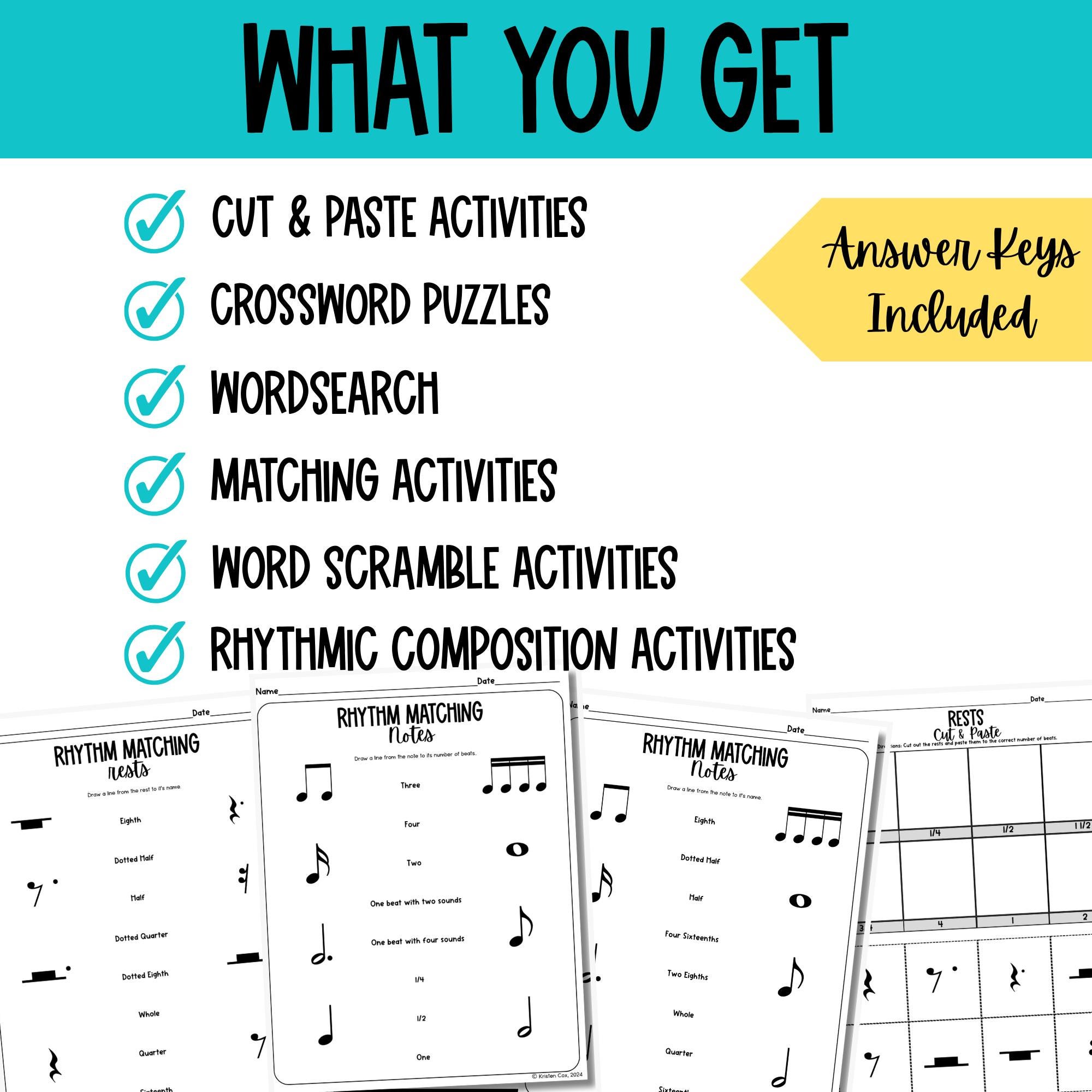 Elementary Music-rhythm Worksheets-print & Go Sub Plans-centers ...