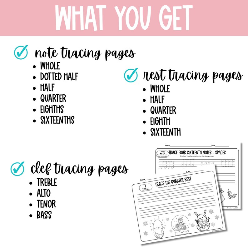 Elementary Music Tracing and Coloring Notes, Rests, Clefs Christmas ...