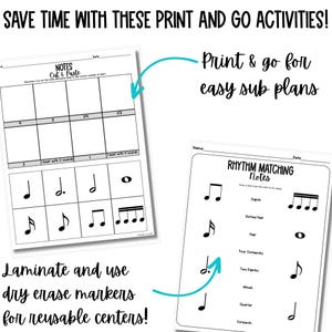Elementary Music-rhythm Worksheets-print & Go Sub Plans-centers ...