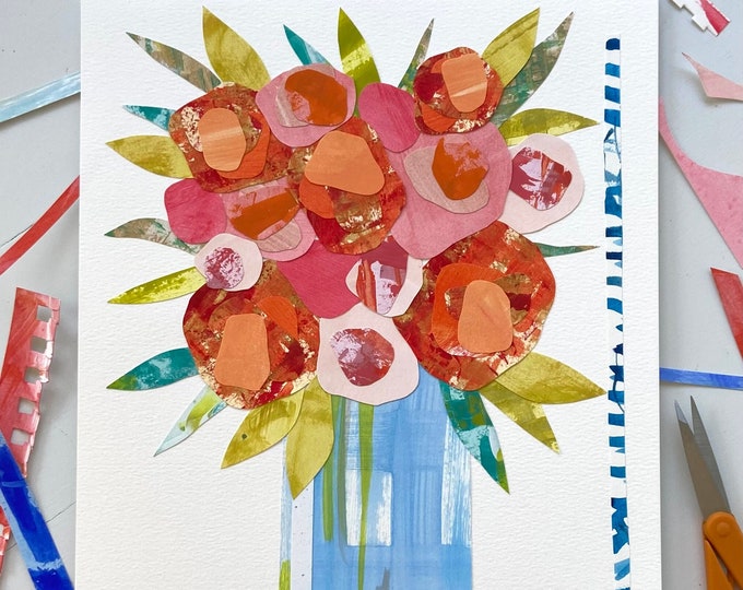 ORIGINAL Collage-handmade Original Artwork, Abstract Floral Collage - Etsy
