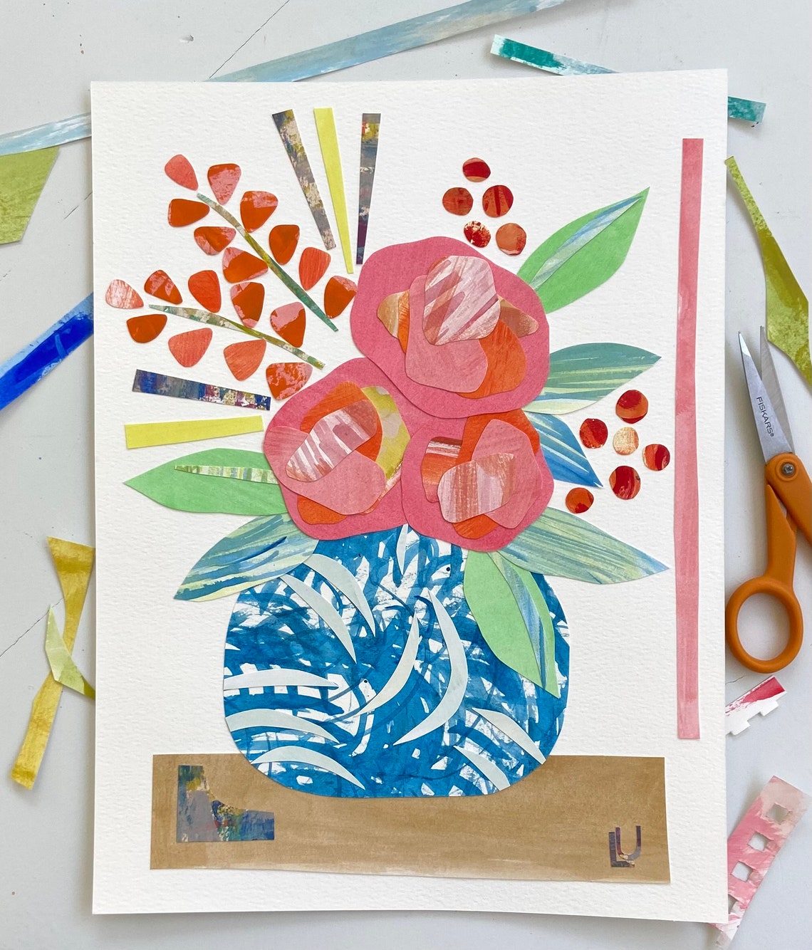 ORIGINAL Collage-handmade Floral Collage Art-abstract Floral Art - Etsy