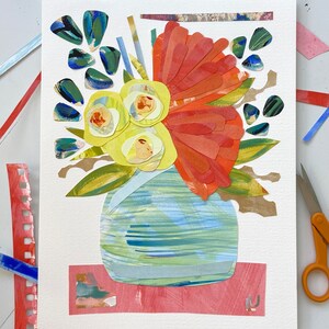 Colorful Abstract Floral Collage/original Paper Floral Collage - Etsy